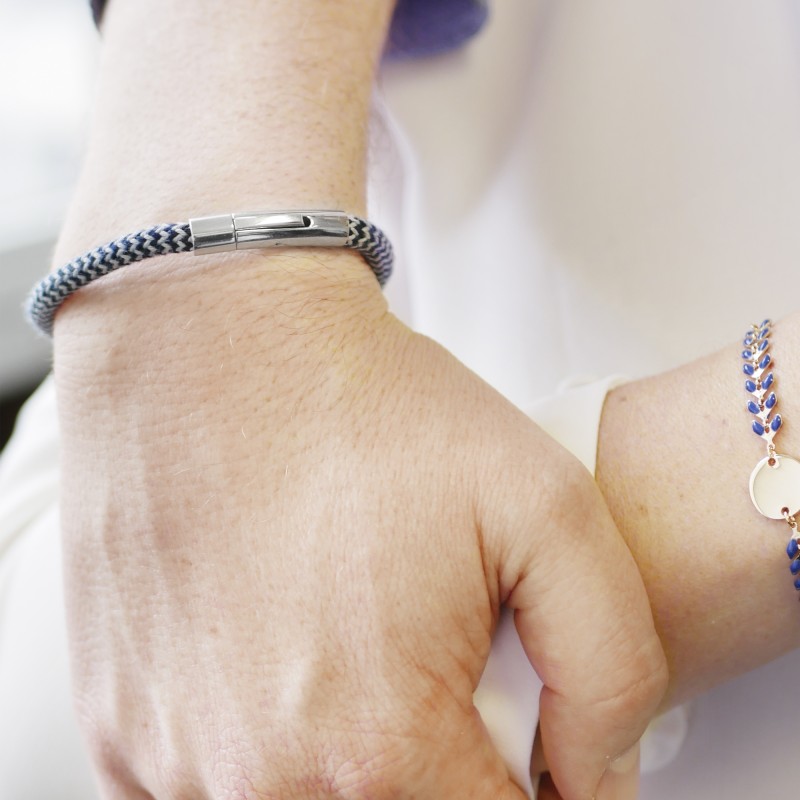 Bracelet cordon motifs chevrons à personnaliser - Cadeau pour homme.